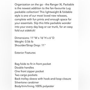 lug | Bags | Lug Ranger Xl Packable Tote Resort Tropics | Poshmark